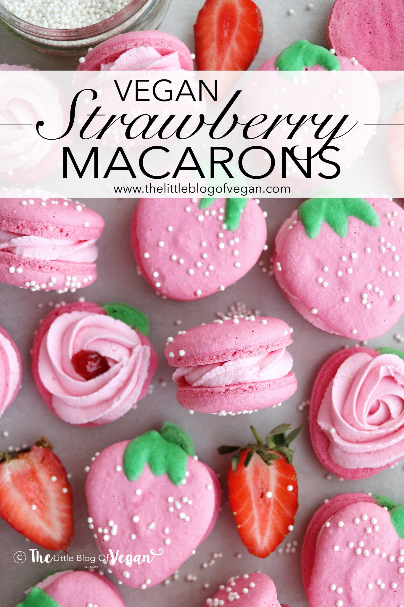 Strawberry Shaped Macarons - The Little Blog Of Vegan