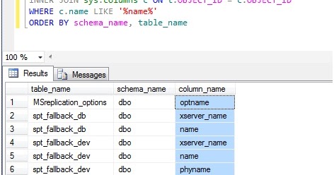 Exploring: SQL SERVER – Query to Find Column From All Tables of Database