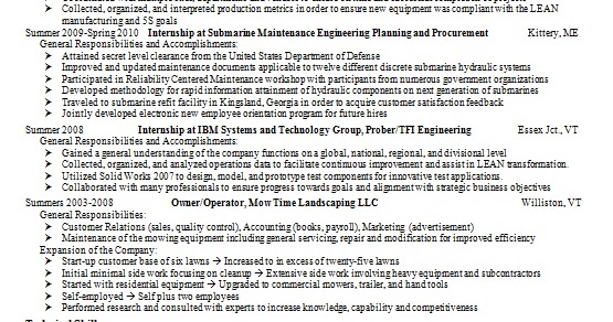 General Responsibilities and Accomplishments Sample Resume Format in ...