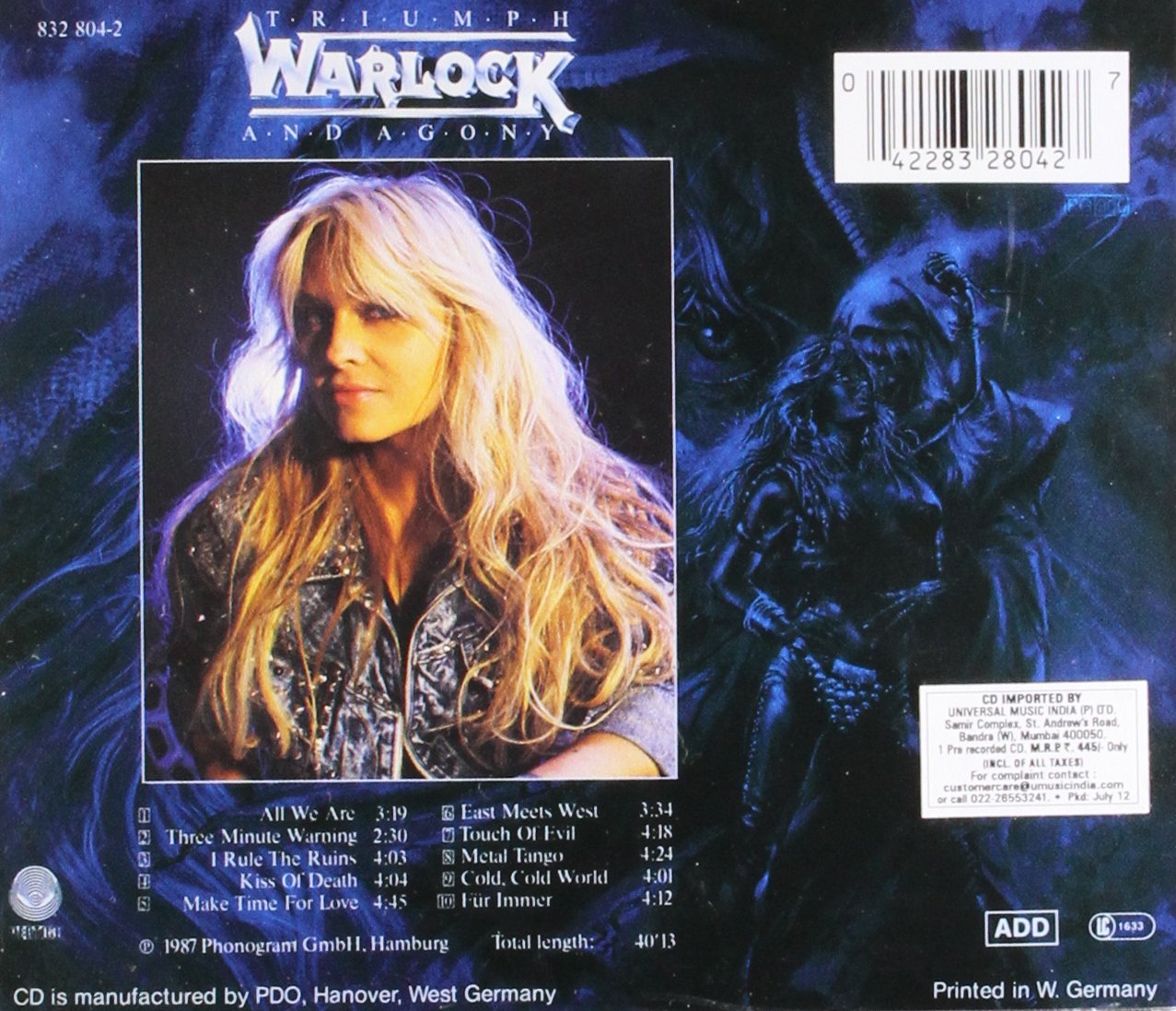 Classic Rock Covers Database: Warlock - Triumph and Agony (1987)