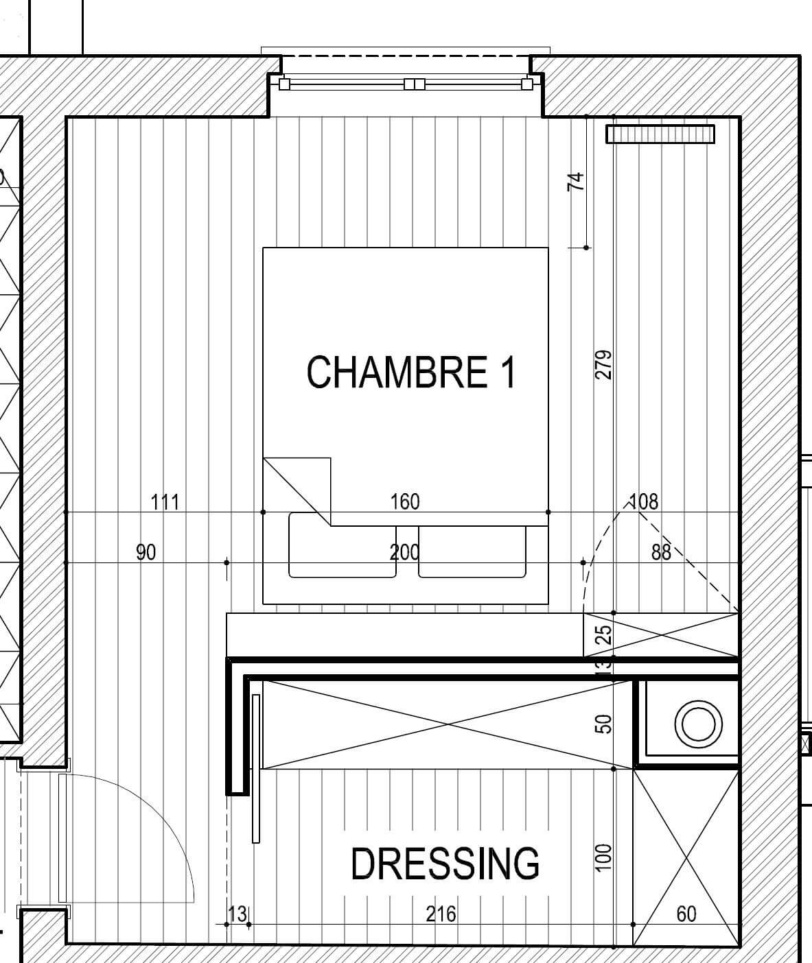 Détails et dimension standard de la chambre à coucher