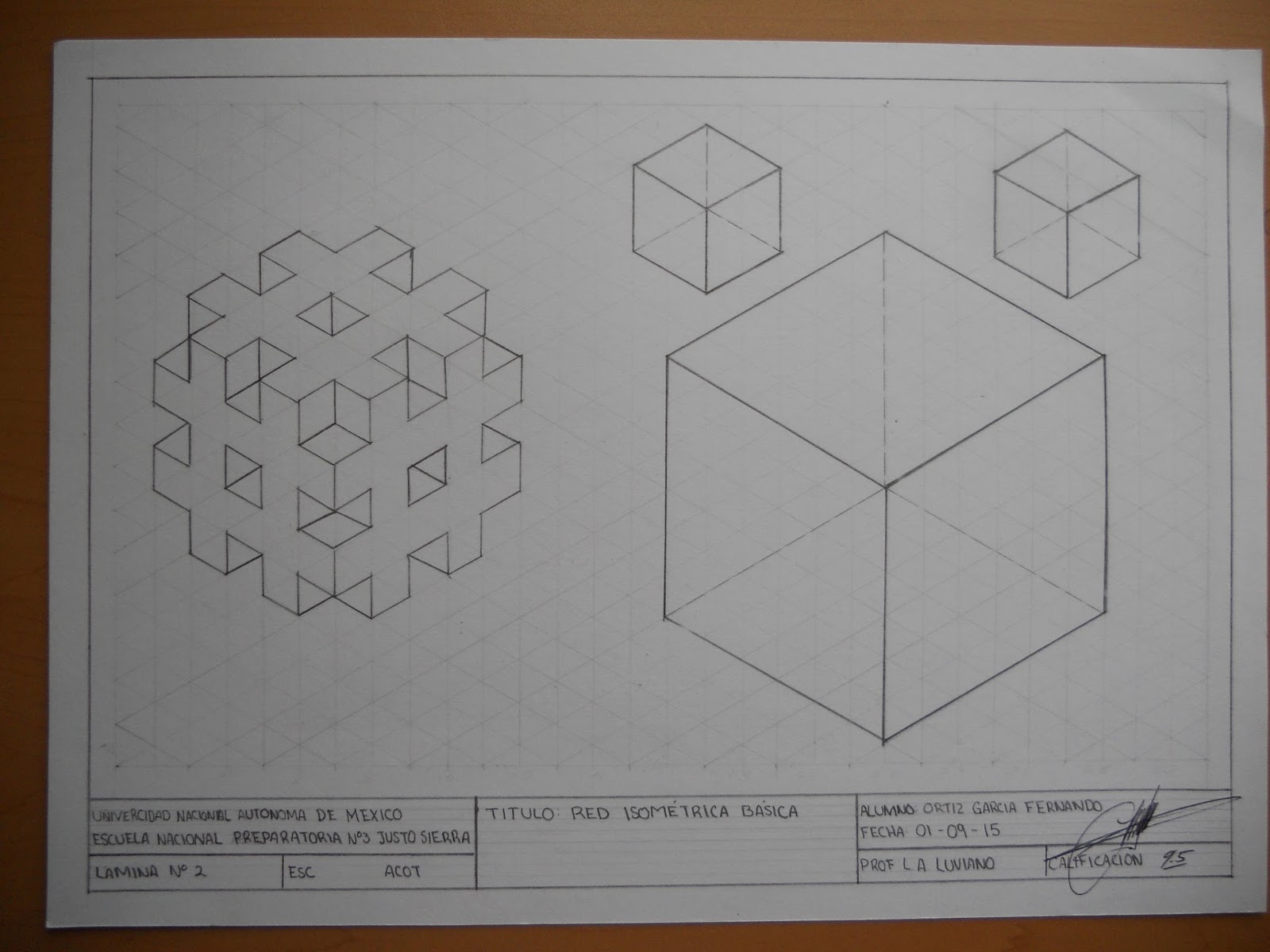 DIBUJO CONSTRUCTIVO II : LÁMINA 2, RED ISOMÉTRICA BÁSICA