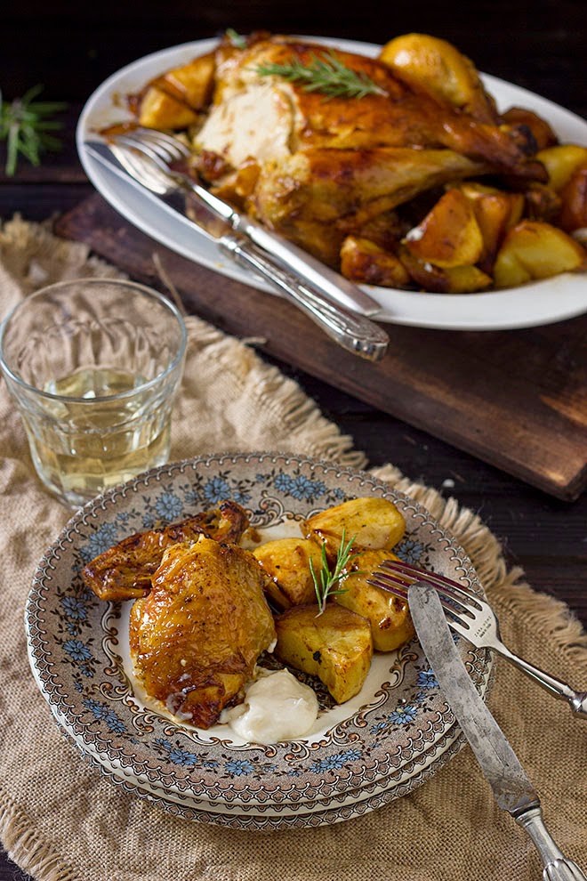 Pollo asado con romero, tomillo y limón | Yerbabuena en la cocina