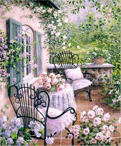 CarolArt Paintings and Video : Romantic Garden Cottage - Susan Rios