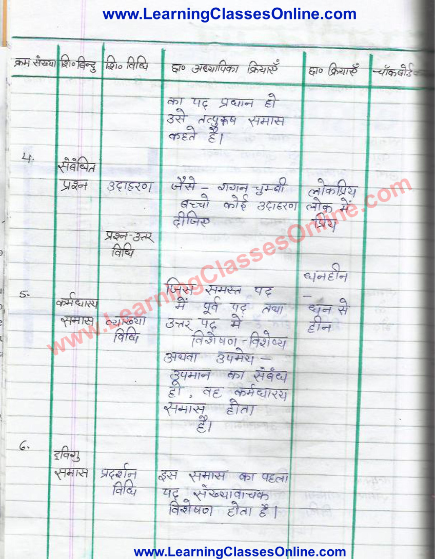 HINDI GRAMMAR LESSON PLAN