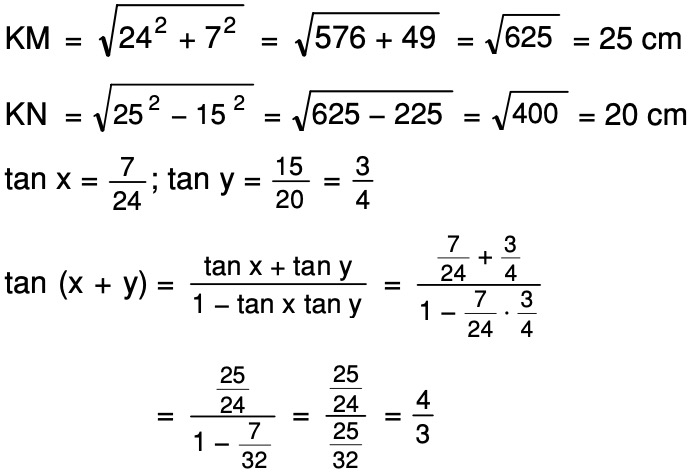 Perhatikan gambar berikut! Tentukan nilai tan (x + y)! - Mas Dayat
