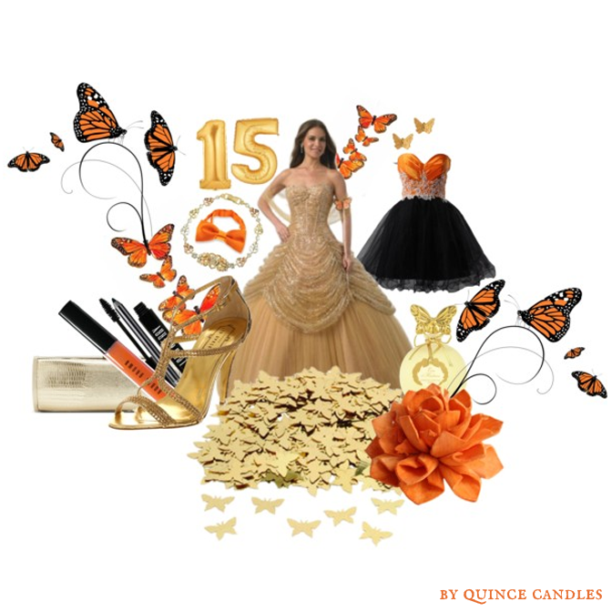 Gold & Silver Monarch Butterfly Quinceanera Sweet Fifteen Theme ...