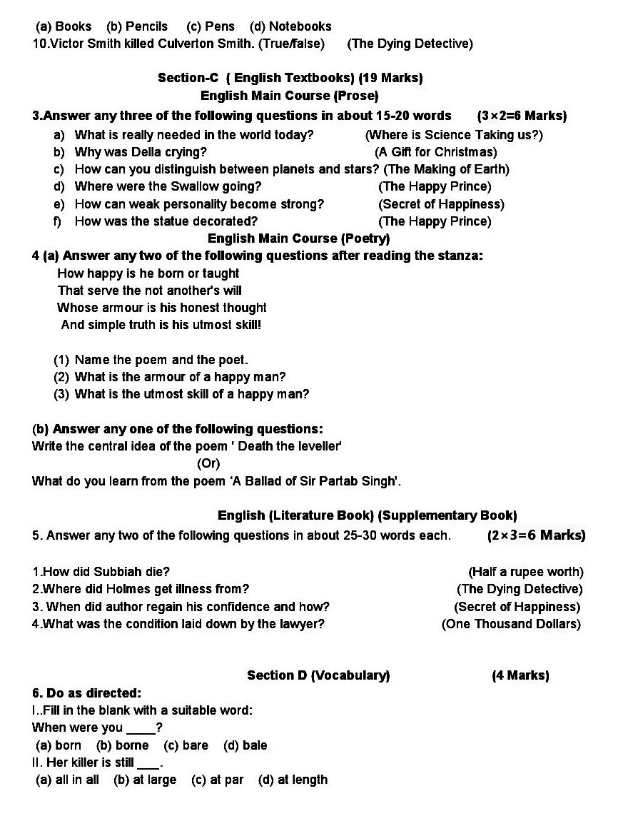 Class 10--Sample Paper English 2020-21 - Class 10