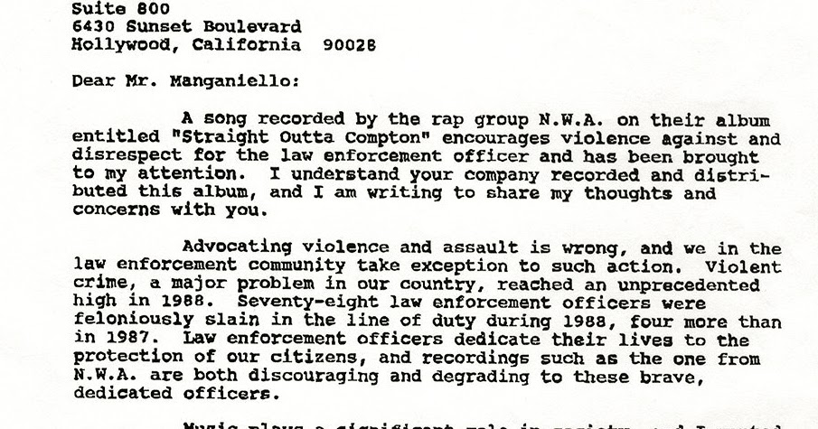 Hip-Hop Nostalgia: N.W.A. "Straight Outta Compton" (Letter From Dept ...
