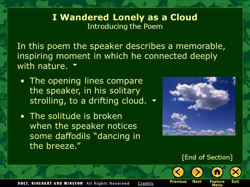 I Wandered Lonely As A Cloud