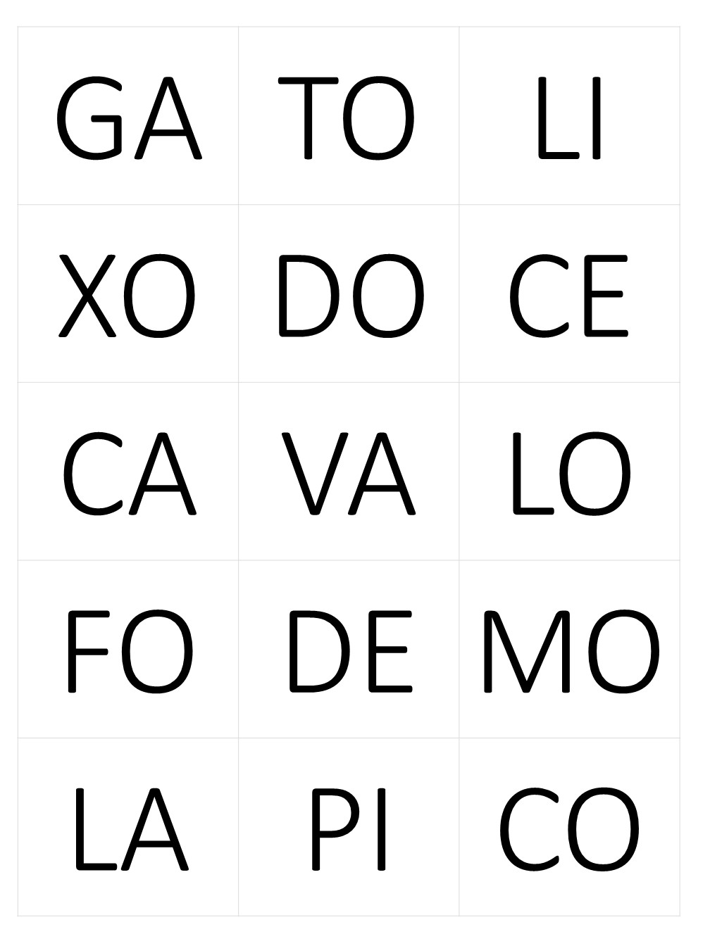 BINGO DE SÍLABAS – Criar Recriar Ensinar