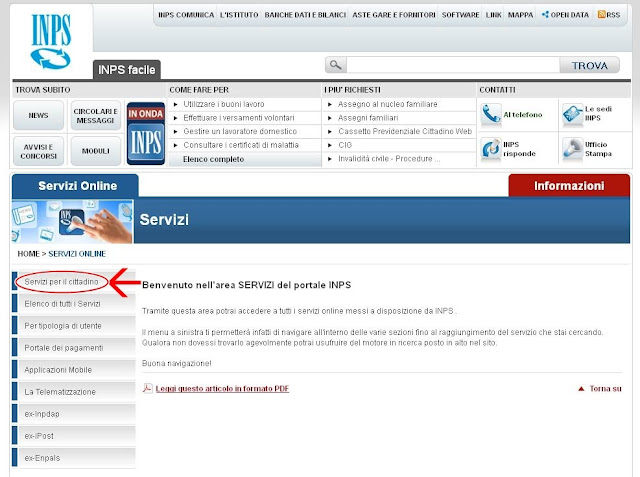Dee oswaja Włochy: REJESTRACJA NA STRONIE INTERNETOWEJ INPS