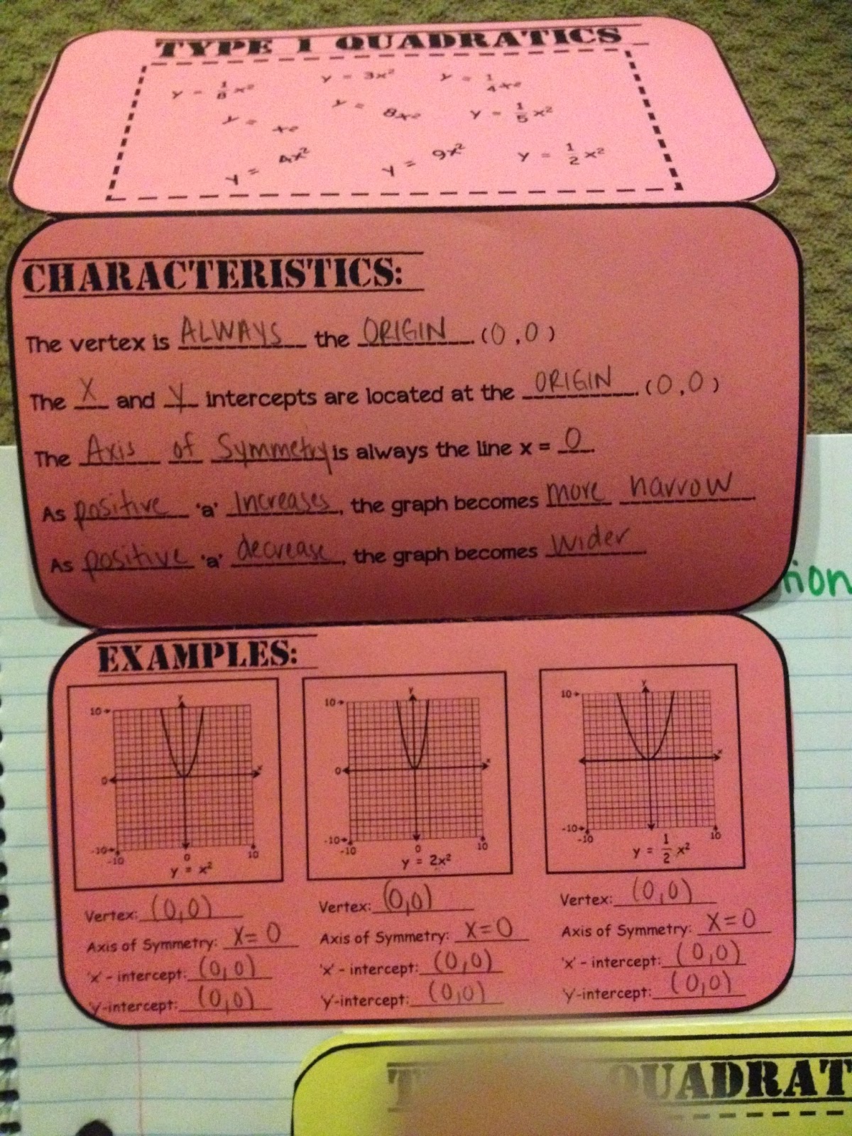 Making Mathematics Magical: Quadratics Interactive Notebook Pages