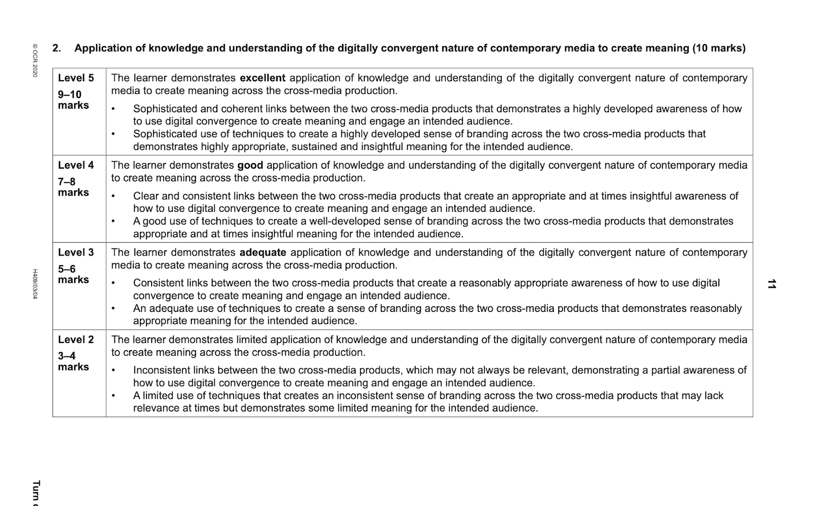 St Mary's School GX A Level Media Studies: NEA Brief and Mark Scheme ...