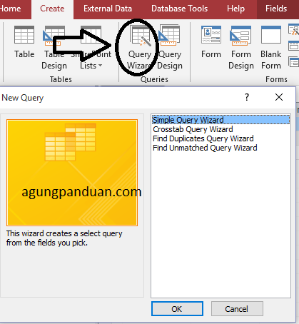 Membuat Query Access dengan menggunakan Query Wizard dan Query Design ...