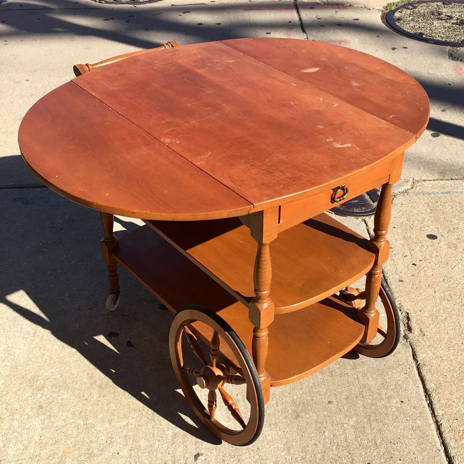 Uhuru Furniture & Collectibles: REDUCED Maple Drop Leaf 1-Drawer Tea ...