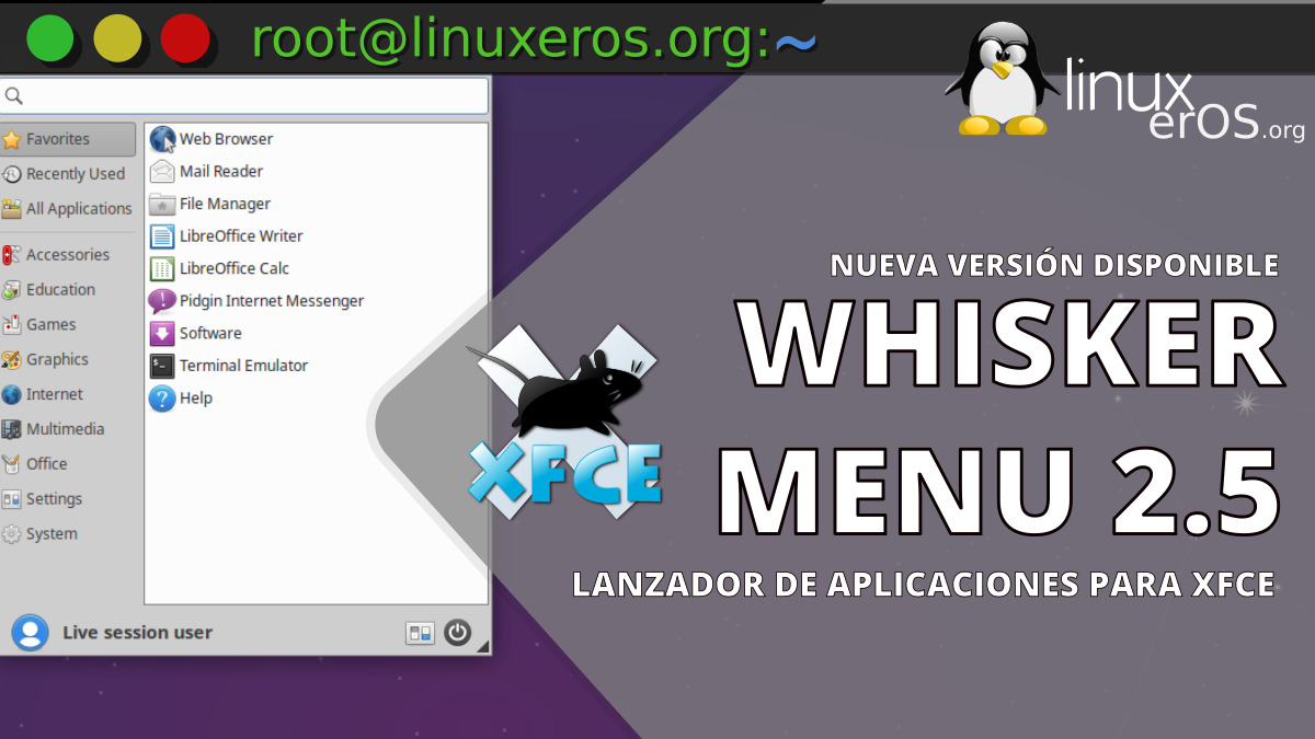 Whisker Menu 2.5 lanzado con compatibilidad con Xfce 4.16 ~ Linuxeros