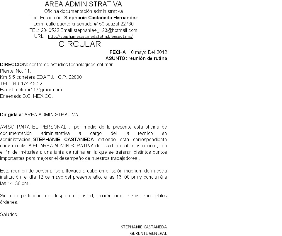 Guia Didactica Documentacion Administrativa: CIRCULARES