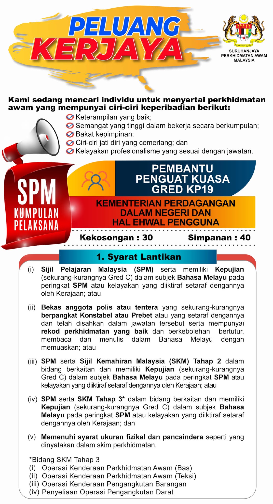 Jawatan Kosong Kerajaan di Kementerian Perdagangan Dalam Negeri dan Hal ...