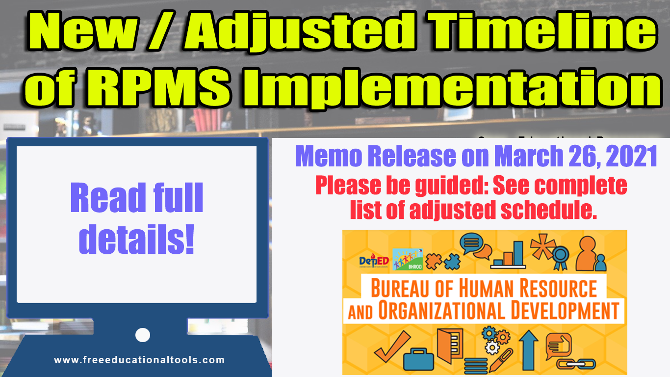 DepEd: New or Adjusted Timeline for RPMS Implementation SY 2020-2021 ...