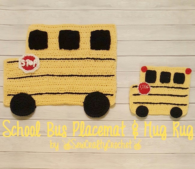School Bus Placemat & Mug Rug - Sew Crafty Crochet