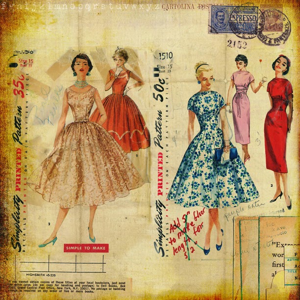 C o l l a g e a r t: Vintage Sewing Pattern Collage