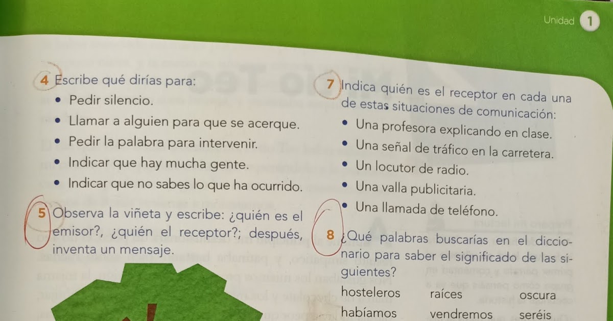 4th grade resources: Unidad 1 de Lengua
