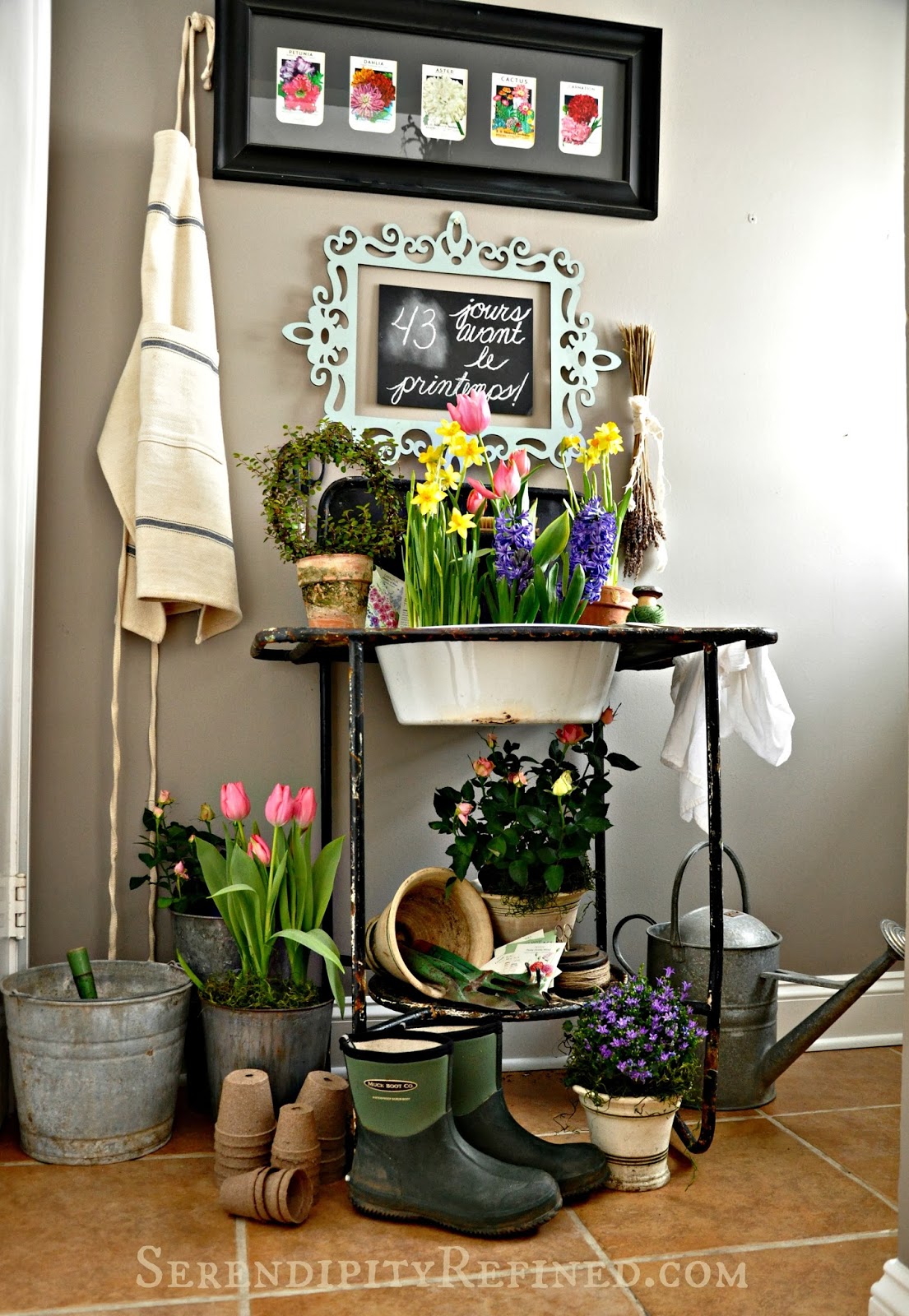 Serendipity Refined Blog: Repurposed Vintage Wash Stand Potting Table