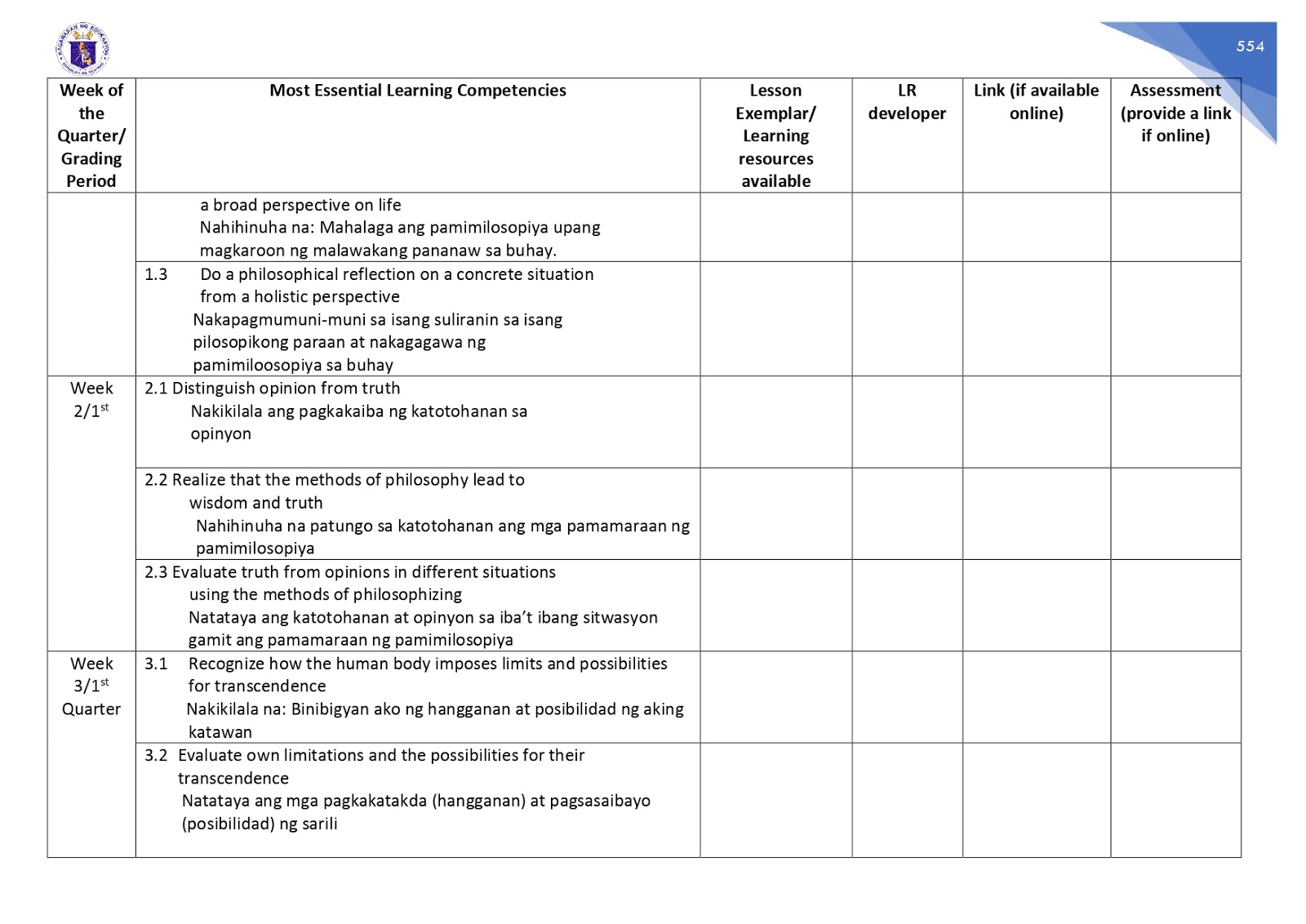 DepEd Memos, Orders & Results: Most Essential Learning Competencies for ...