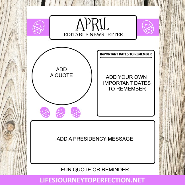 Life's Journey To Perfection: Editable Newsletter for April: Great for ...