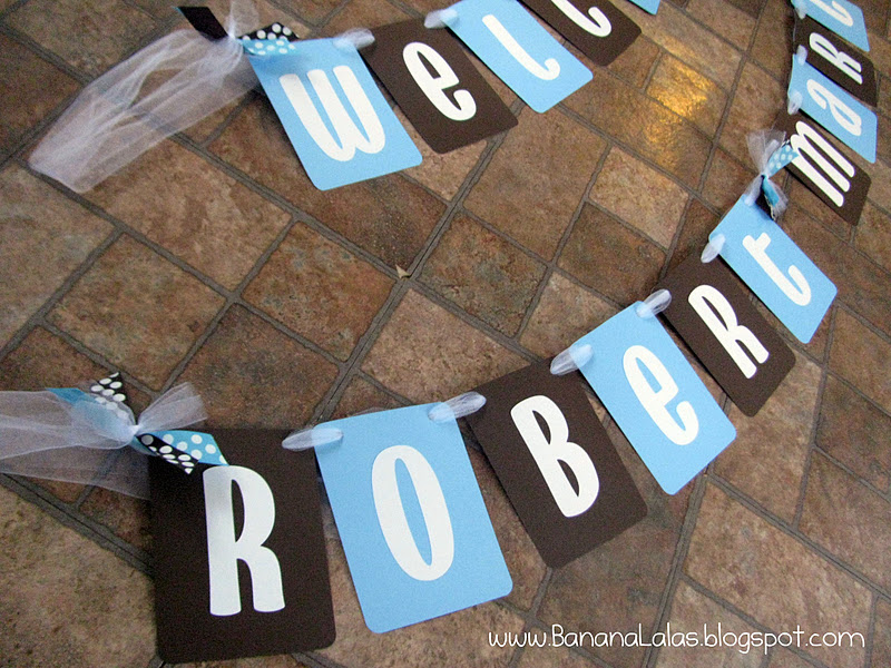 Banana Lala: {New Baby Boy} Welcome Banner in Light Blue and Brown