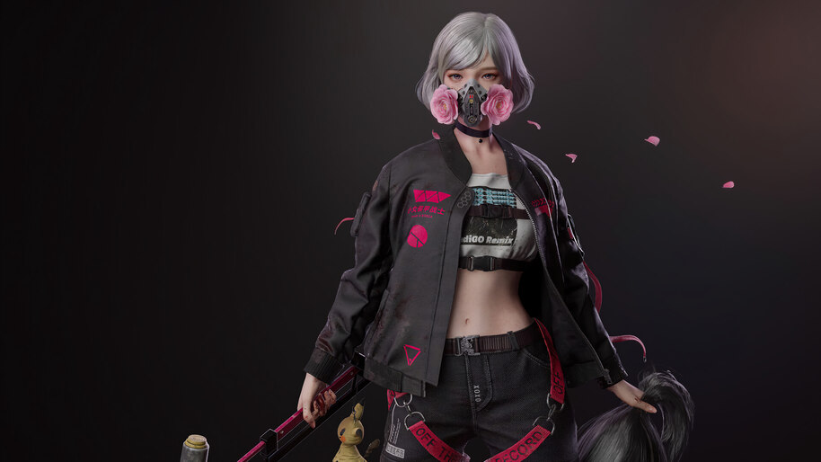 #8.3165, Cyberpunk, Girl, Mask, 4K Wallpaper iPhone Phone