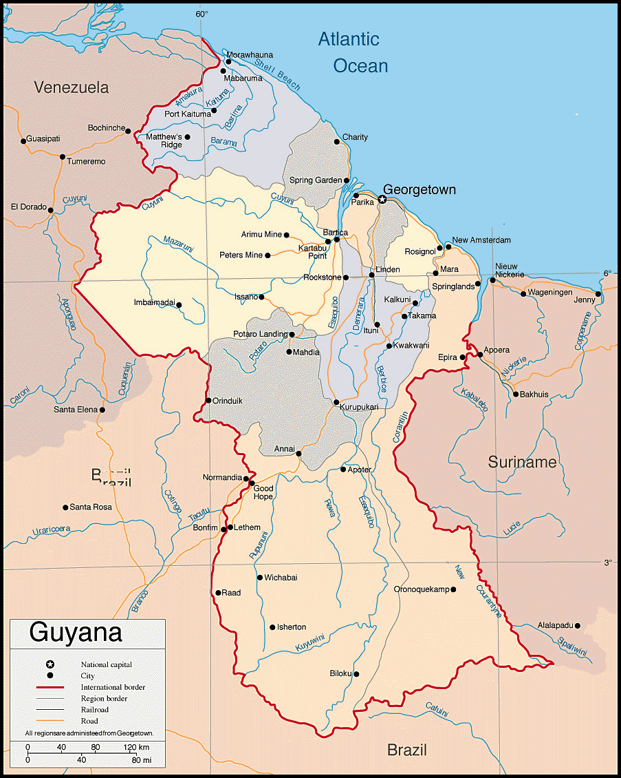 Mapas Geográficos da Guiana