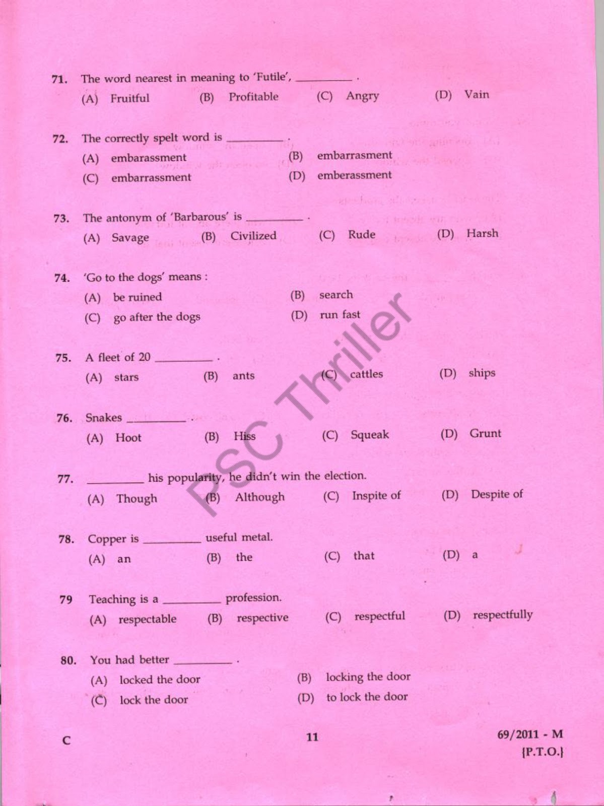 LDC Question Paper With Answer Key 69 2011 PSC THRILLER ldc-question-paper-with-answer-key-69-2011-psc-thriller