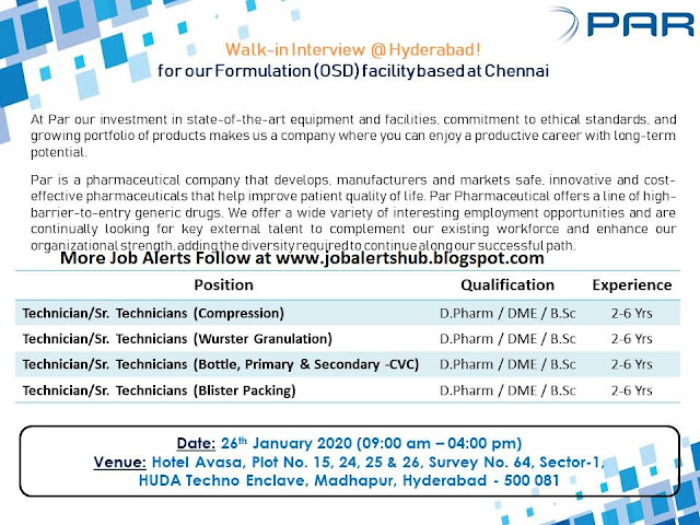 PAR Formulation - Walk-In Interviews for Multiple Positions on 26th Jan ...