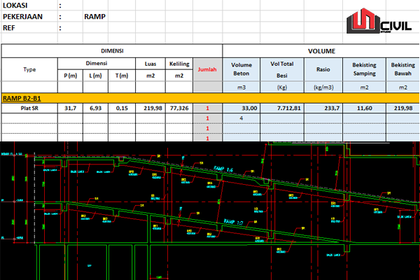 [Lengkap] Download Gambar Ramp (dwg) plus hitungan Volume proyek Bank ...