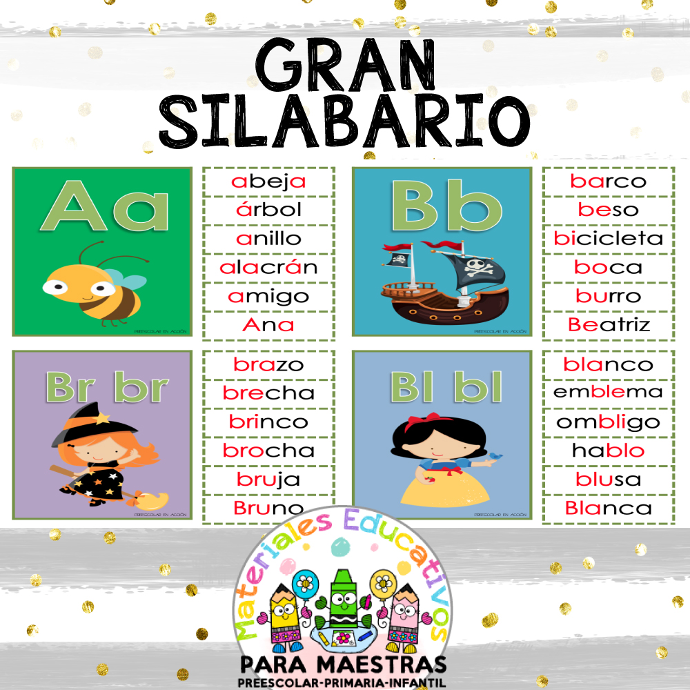 Gran Silabario de Sílabas Simples y Trabadas | Materiales Educativos ...