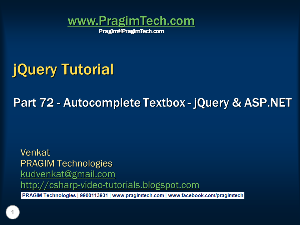 Sql Server Net And C Video Tutorial Autocomplete Textbox Using Jquery In