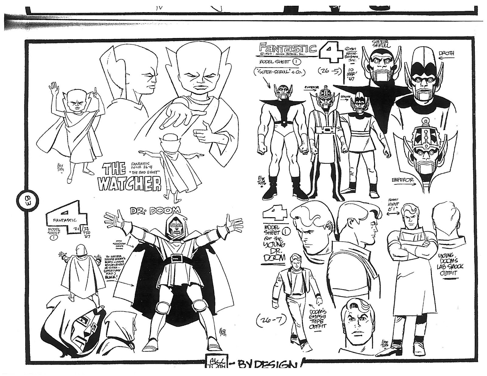 Cartoon Concept Design: Alex Toth Model Sheets-Fantastic Four