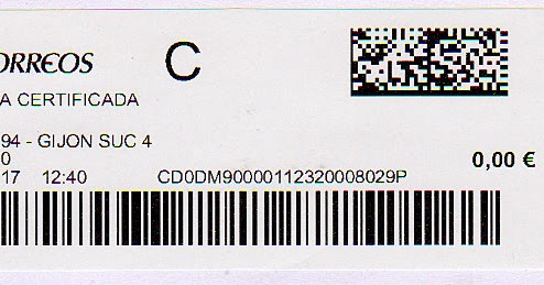 PARAPHILATELY & POSTMARKS: GIJON, Spain. Registered mail postal label ...