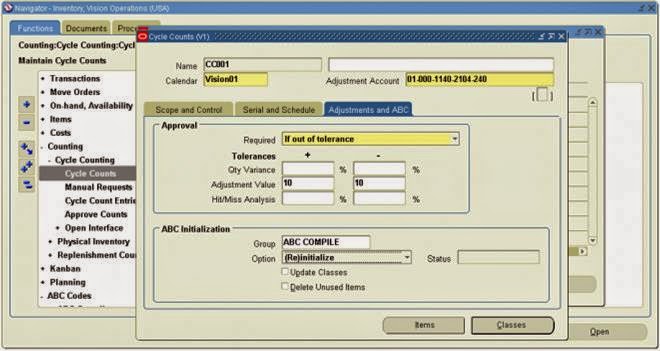 Oracle Applications: Oracle ABC Analysis and Cycle Count