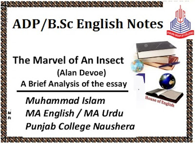 THE MARVEL OF AN INSECT by Alan Devoe, ADP/B.Sc English Notes