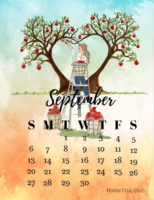 September 2020 Free Printable Calendar | Home Chic Club: September 2020 ...