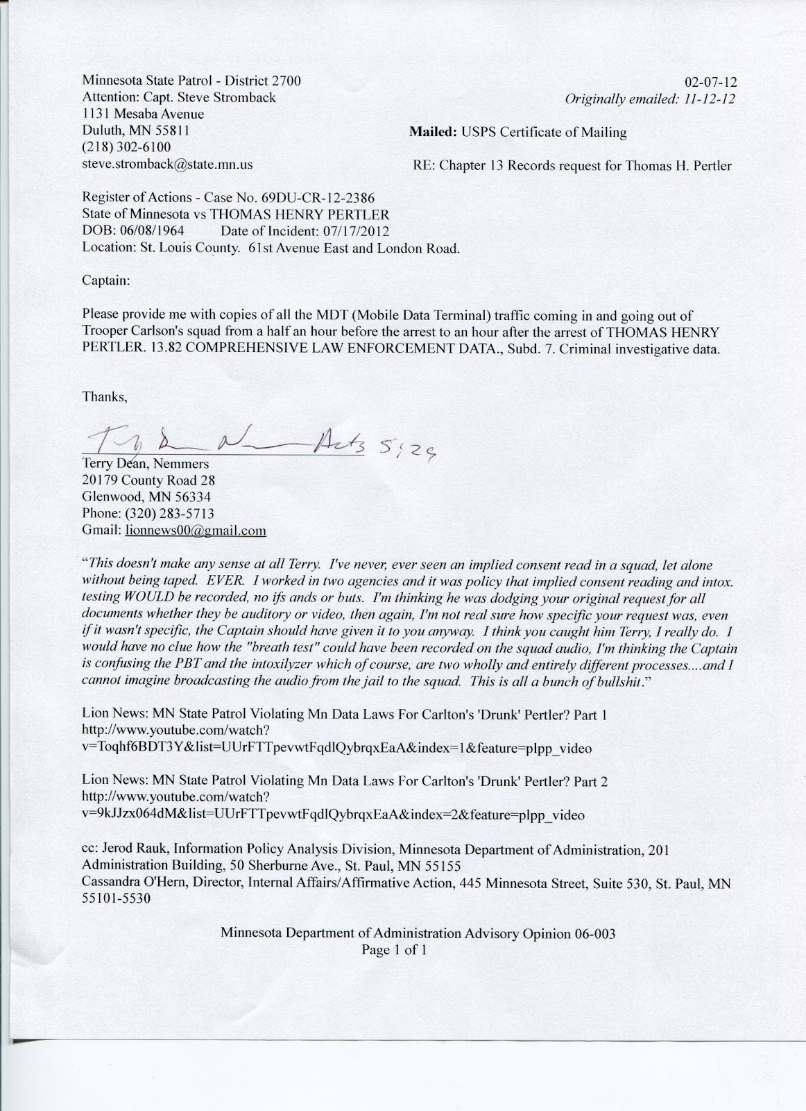 Lion News: Internal Affairs Complaint VS Lt. Eric Roeske, Capt. Steve ...