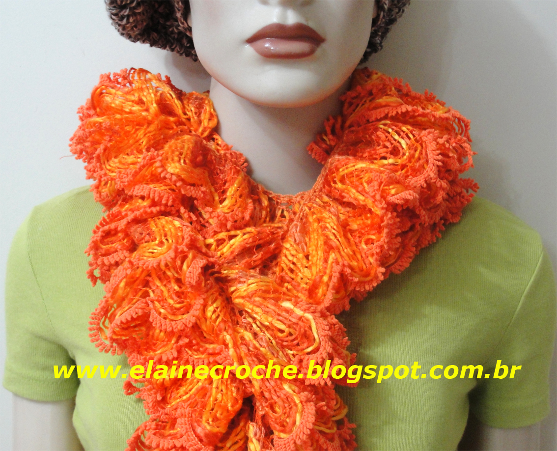 Elaine Croche: Vídeo Aula Crochê - Cachecol ou Gola Ousadia