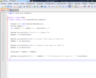 ING. EN SIST. COMP.: Codigo java: Suma de dos numeros, intoduciendo valores