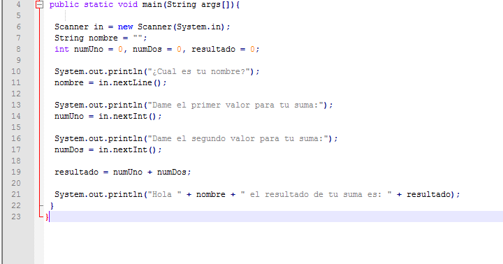 ING. EN SIST. COMP.: Codigo java: Suma de dos numeros, intoduciendo valores