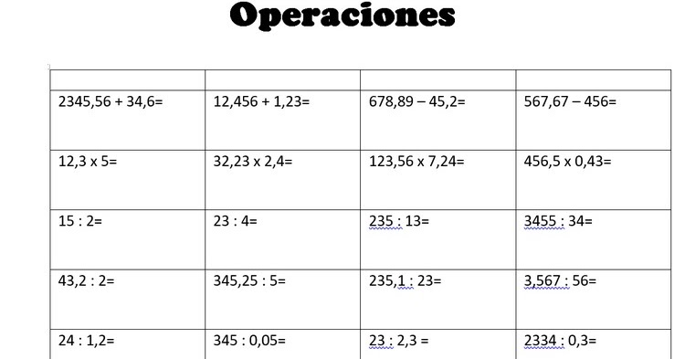 Repaso: Operaciones con decimales II