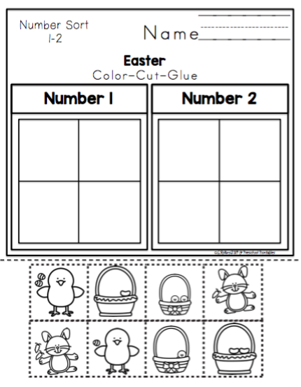 Easter Number Sort Bundle "No Prep" 2 Sets- updated file and added the ...
