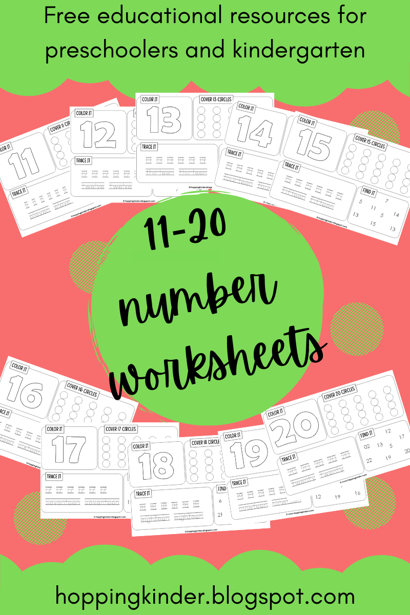 Hopping Kinder 11 20 Number Worksheets Hopping Kinder 11 20 Number Worksheets